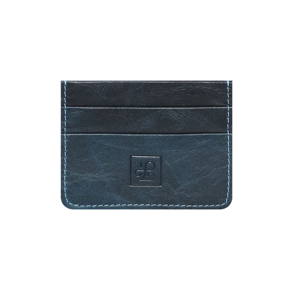Porta Cartão de Couro Zimbro Azul Marinho - Leather Labs